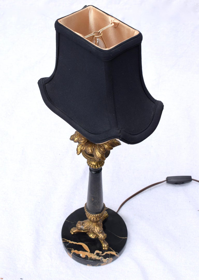 Neoclassical Style Italian Portoro Black Marble Table Lamp at 1stDibs