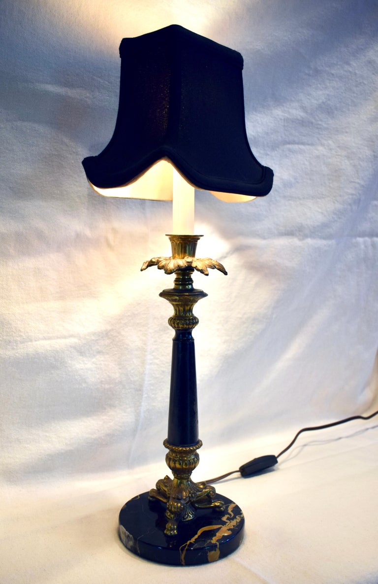 Neoclassical Style Italian Portoro Black Marble Table Lamp at 1stDibs