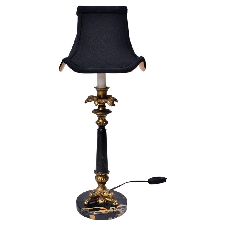 Neoclassical Style Italian Portoro Black Marble Table Lamp at 1stDibs
