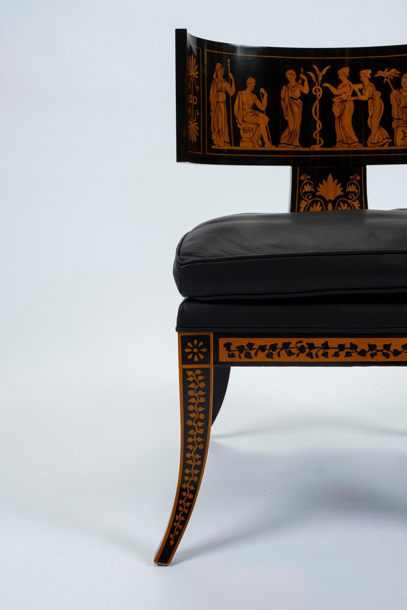 Neoclassical Style Klismos Leather Chair For Sale at 1stDibs ...