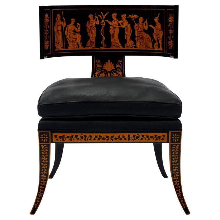 Neoclassical Style Klismos Leather Chair For Sale at 1stDibs ...