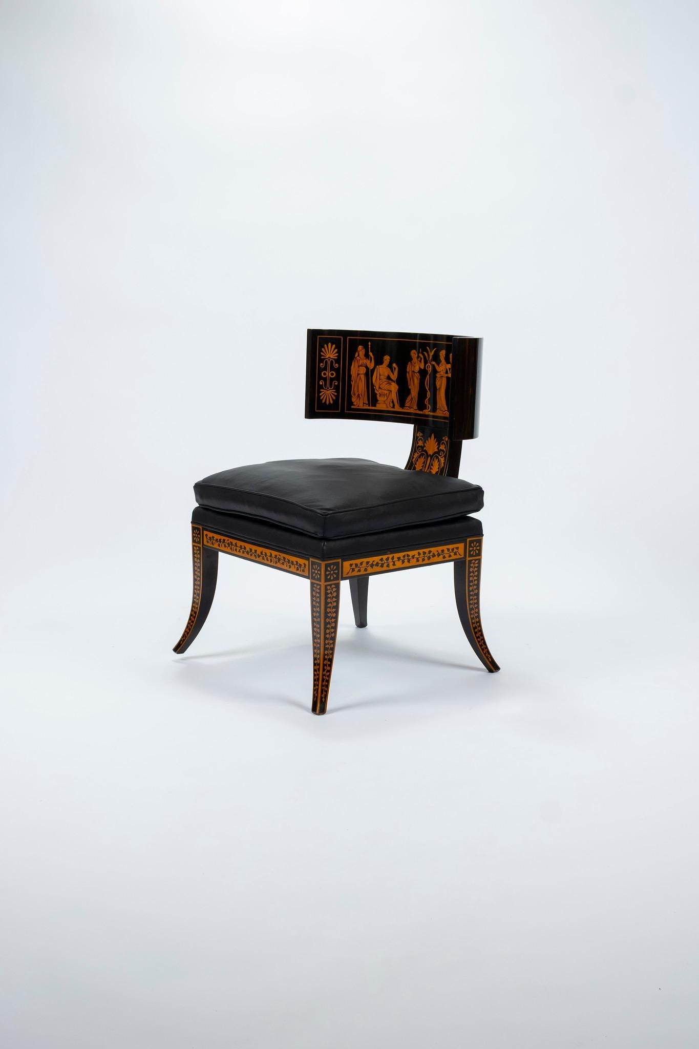 Neoclassical Style Klismos Leather Chair For Sale at 1stDibs ...