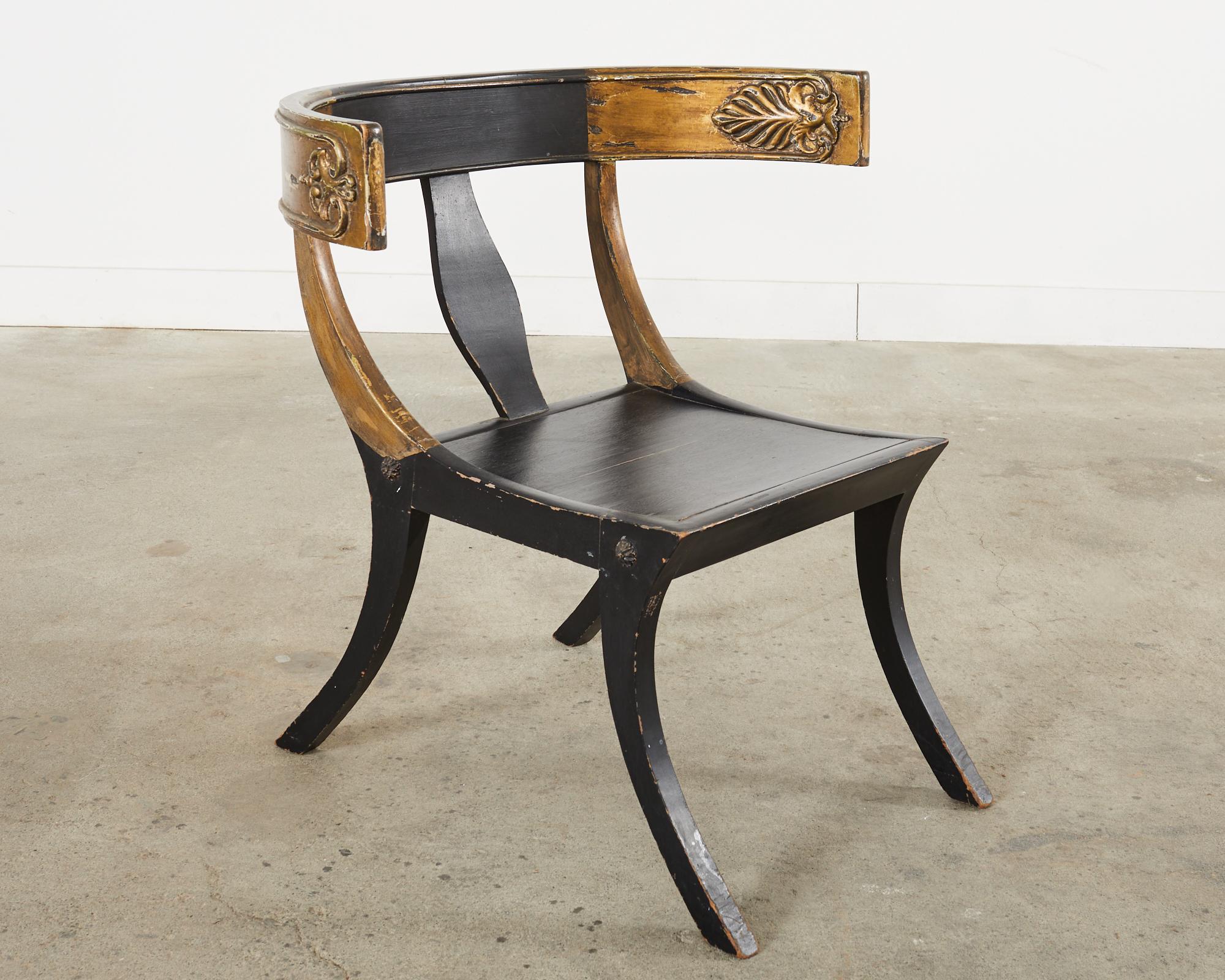Neoclassical Style Lacquered Gilt Klismos Chair by Ira Yeager For Sale ...