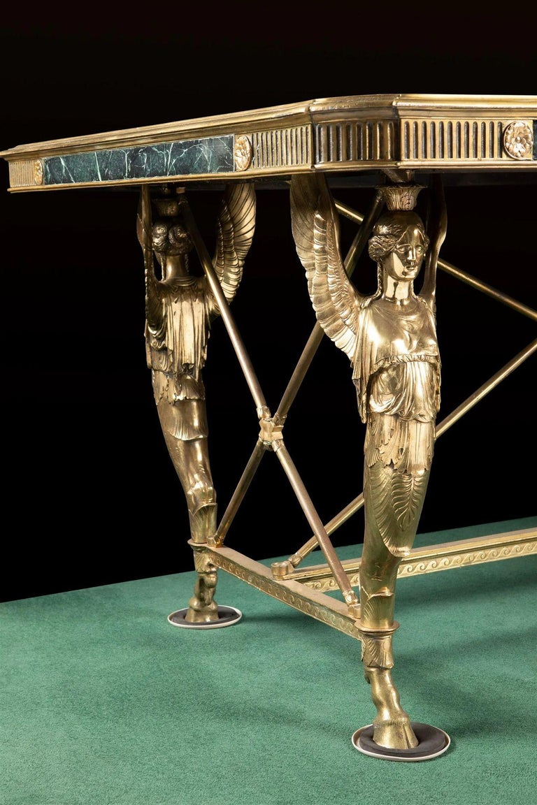 Late 19th Century Marble and Bronze Neoclassical-Style Library Table ...