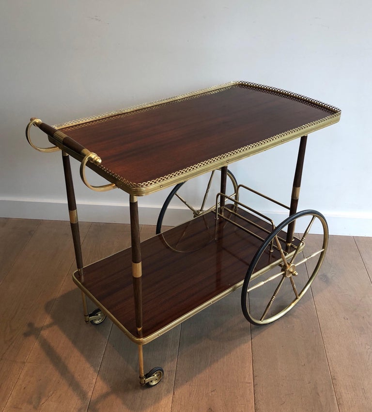 Neoclassical Style Mahogany and Brass Bar Cart in the Style of Maison ...
