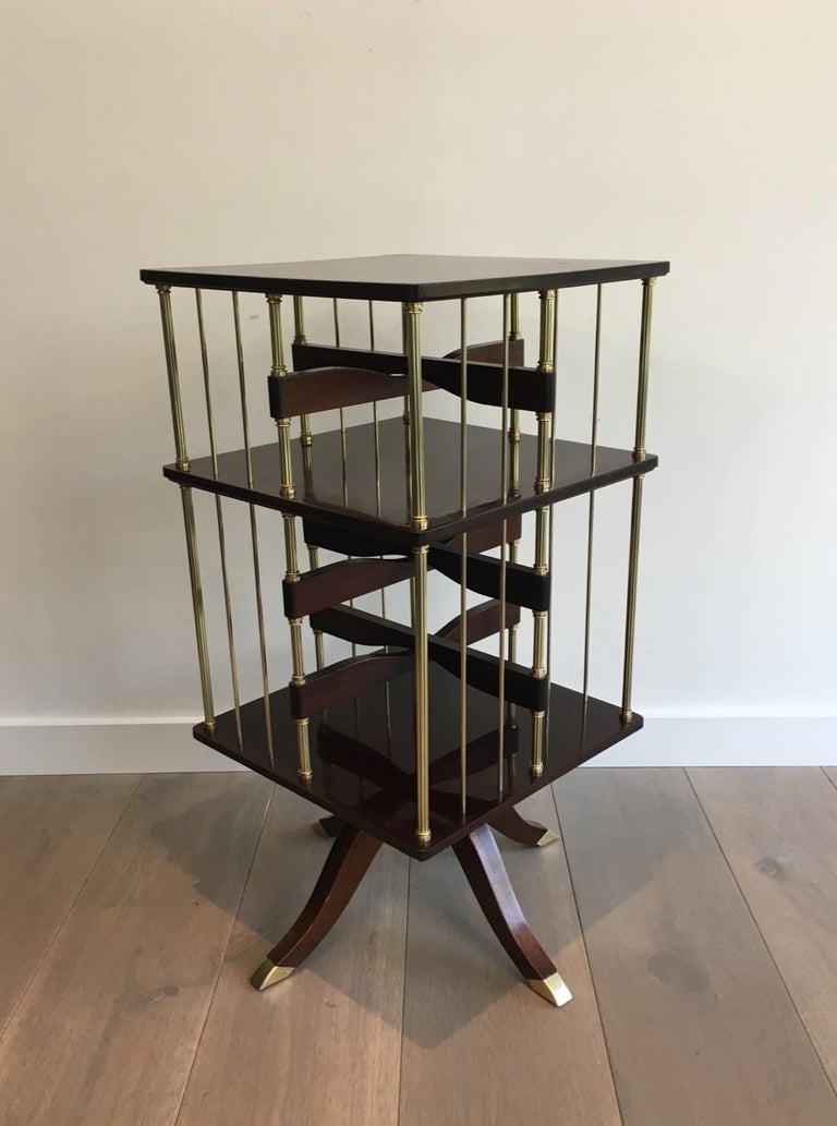 Neoclassical Style Mahogany and Brass Revolving Library. French. Circa ...