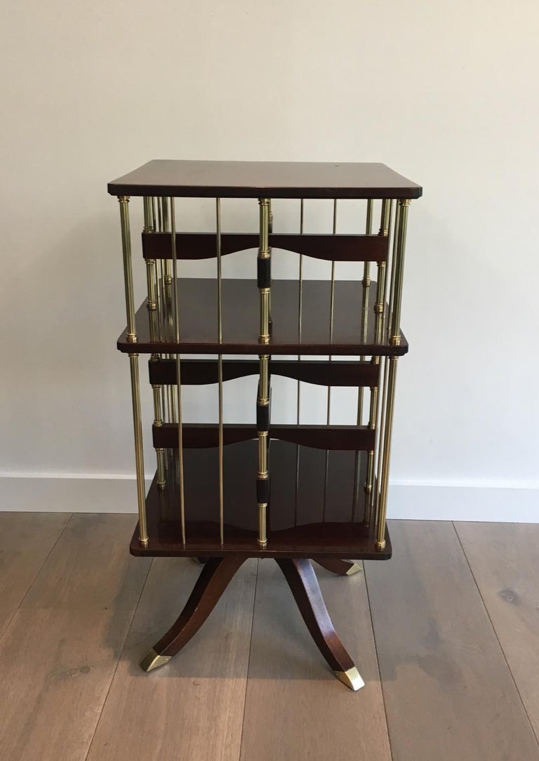 Neoclassical Style Mahogany and Brass Revolving Library. French. Circa ...