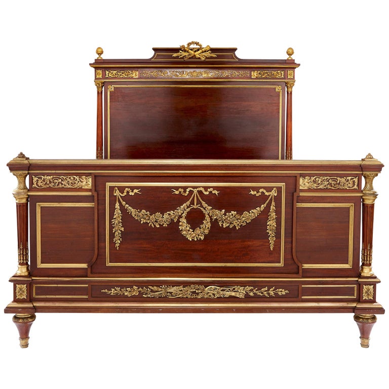 Neoclassical Style Mahogany and Gilt Bronze Bed at 1stDibs