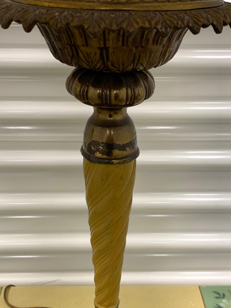 Neoclassical Style Pair of Vintage Tall Table Lamps with Brass and ...