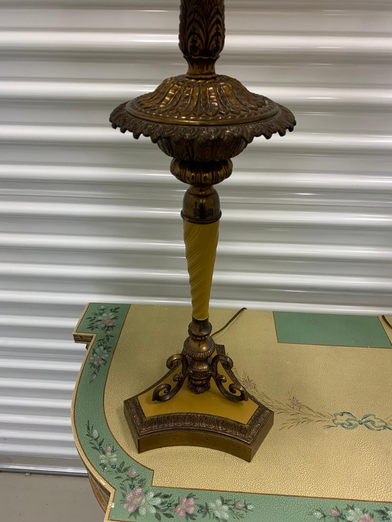 Neoclassical Style Pair of Vintage Tall Table Lamps with Brass and ...