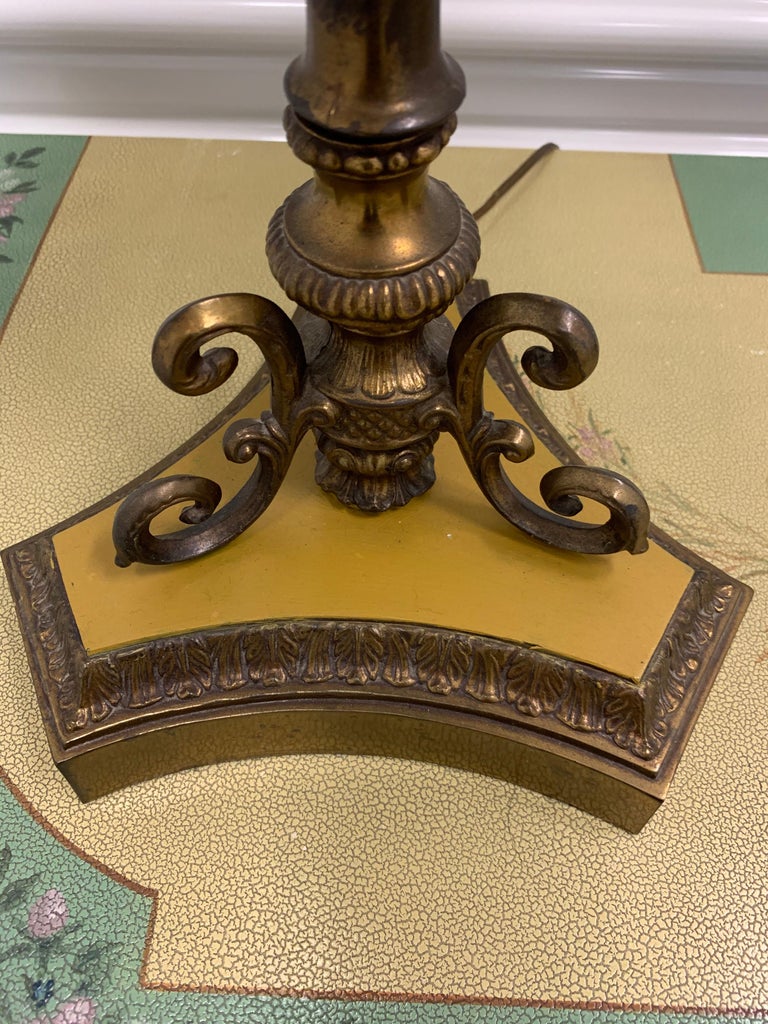 Neoclassical Style Pair of Vintage Tall Table Lamps with Brass and ...