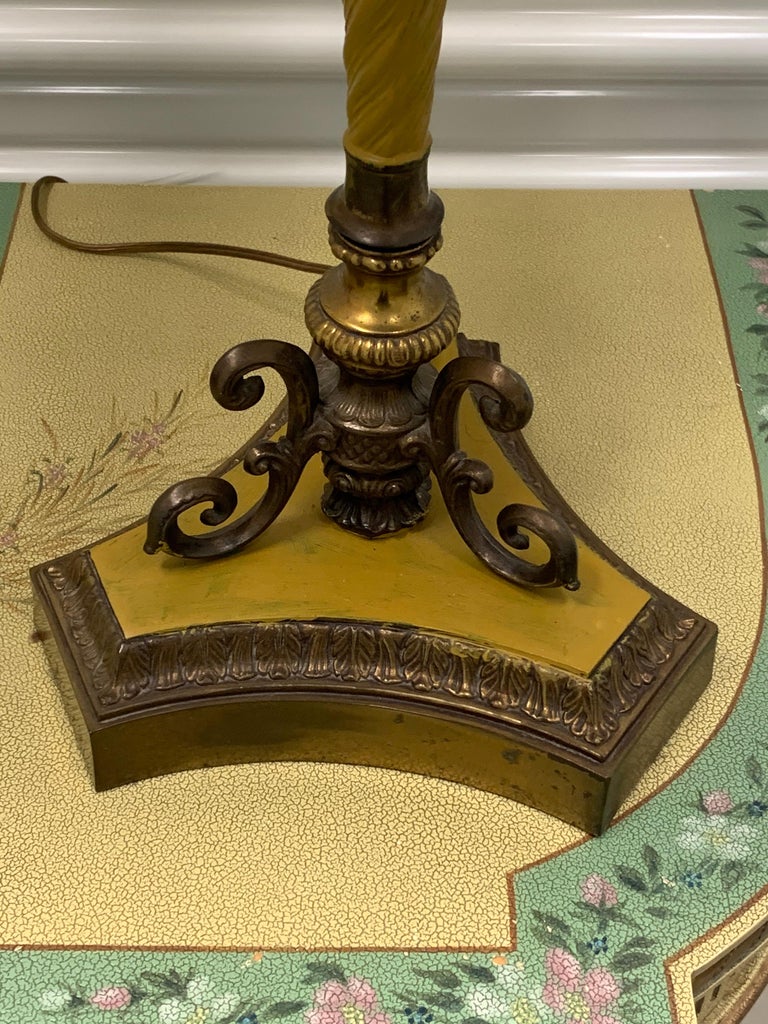 Neoclassical Style Pair of Vintage Tall Table Lamps with Brass and ...