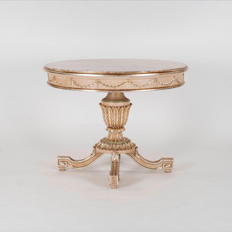 Neoclassical Style Polychrome Giltwood Center Table For Sale at 1stDibs