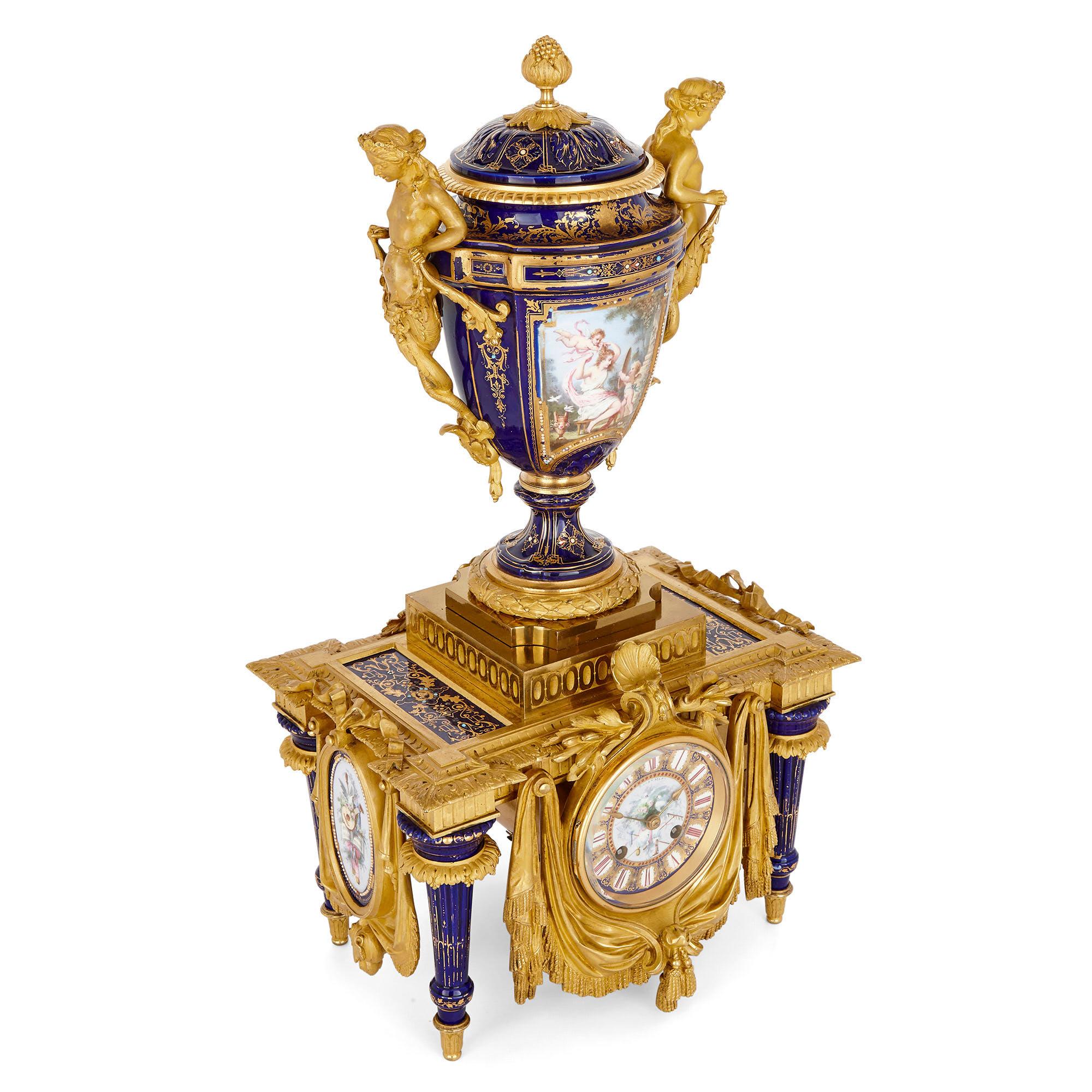 Neoclassical Style Porcelain and Gilt Bronze Mantel Clock by ...