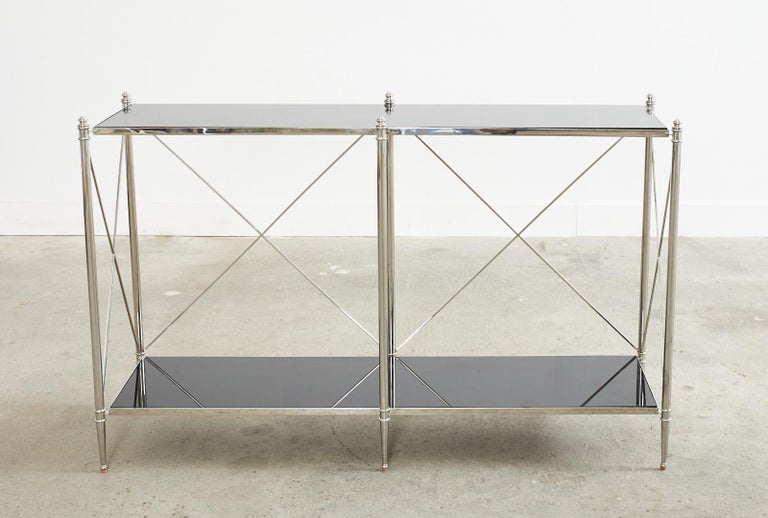 Neoclassical Style Two Shelf Nickel Plated Bookcase Console For Sale at ...