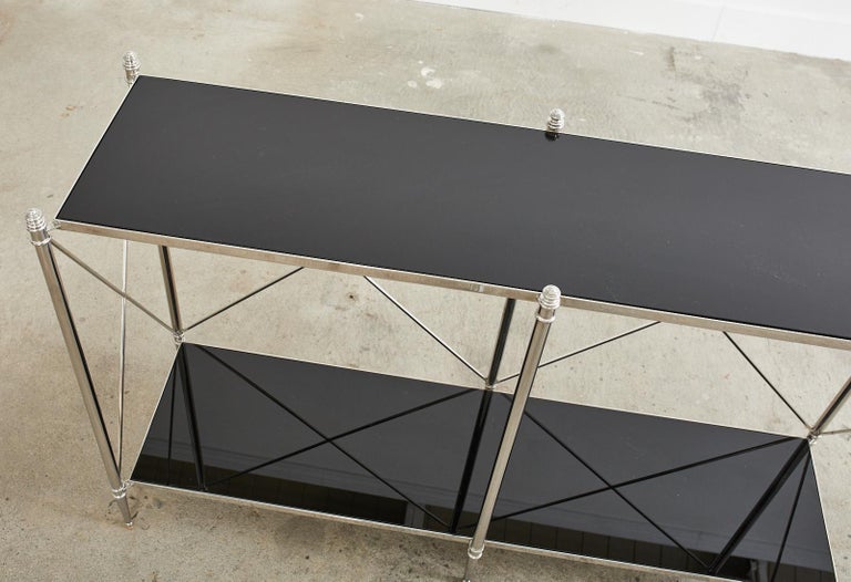 Neoclassical Style Two Shelf Nickel Plated Bookcase Console For Sale at ...