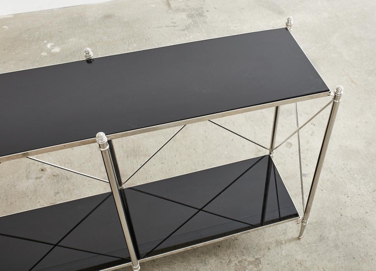 Neoclassical Style Two Shelf Nickel Plated Bookcase Console For Sale at ...