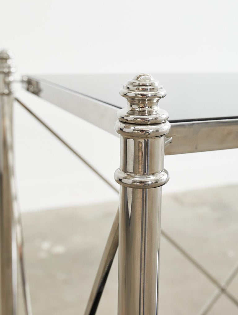 Neoclassical Style Two Shelf Nickel Plated Bookcase Console For Sale at ...