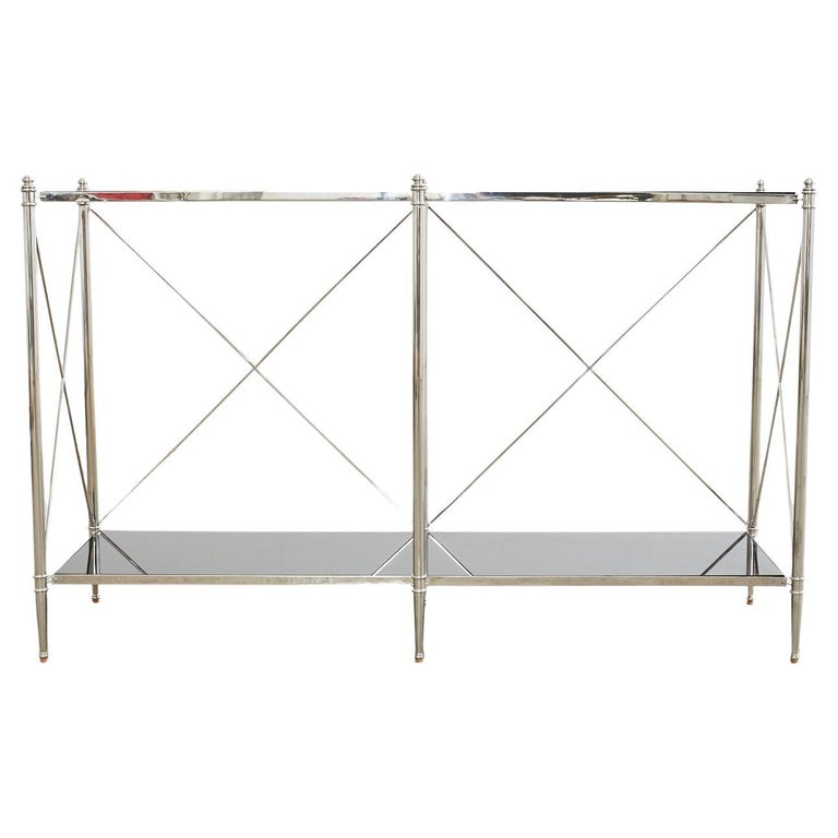 Neoclassical Style Two Shelf Nickel Plated Bookcase Console For Sale at ...