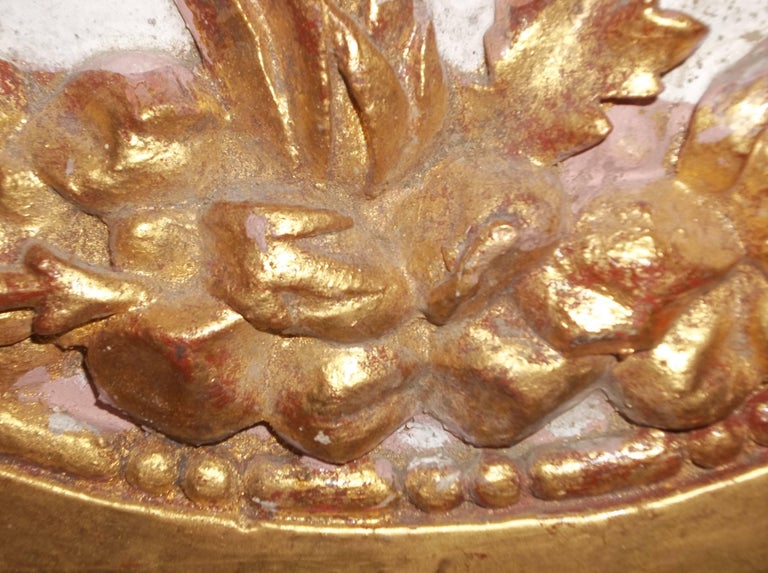 Neoclassical Style Venetian Carved Paint Giltwood Floral Plaque or ...