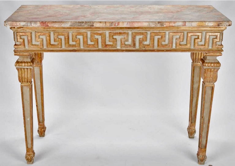 Neoclassical Styled Painted Tall Console Table with Greek Key ...
