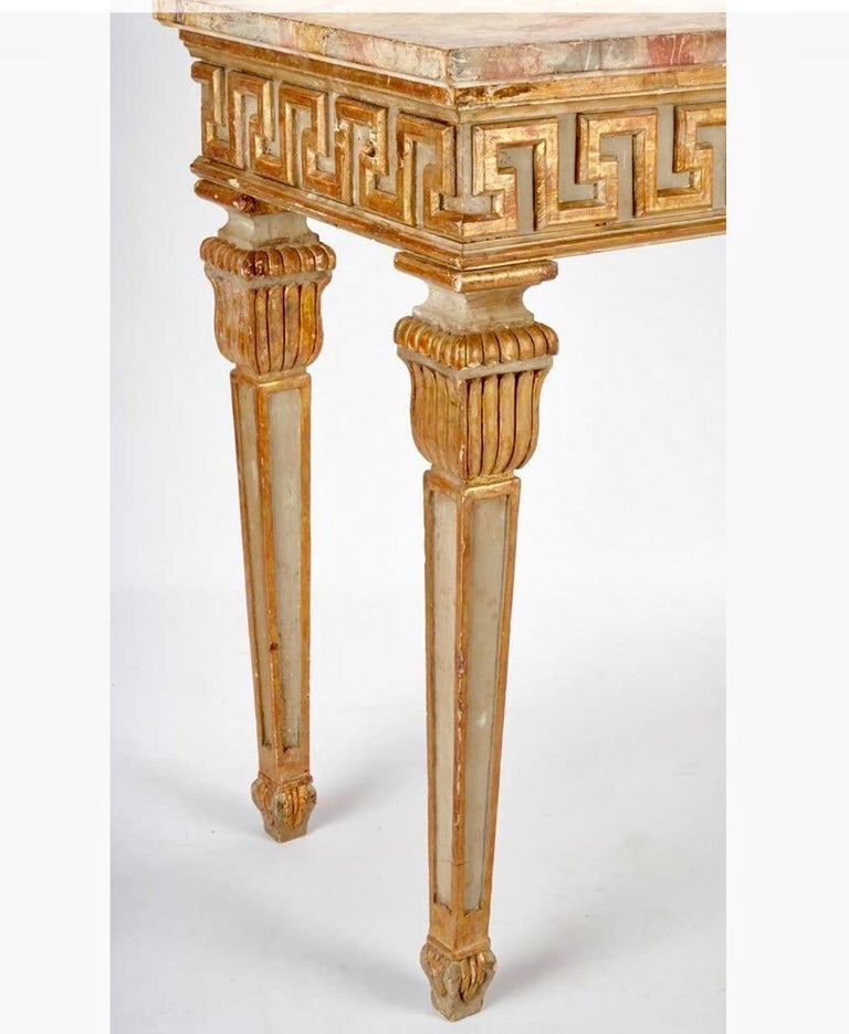 Neoclassical Styled Painted Tall Console Table with Greek Key ...