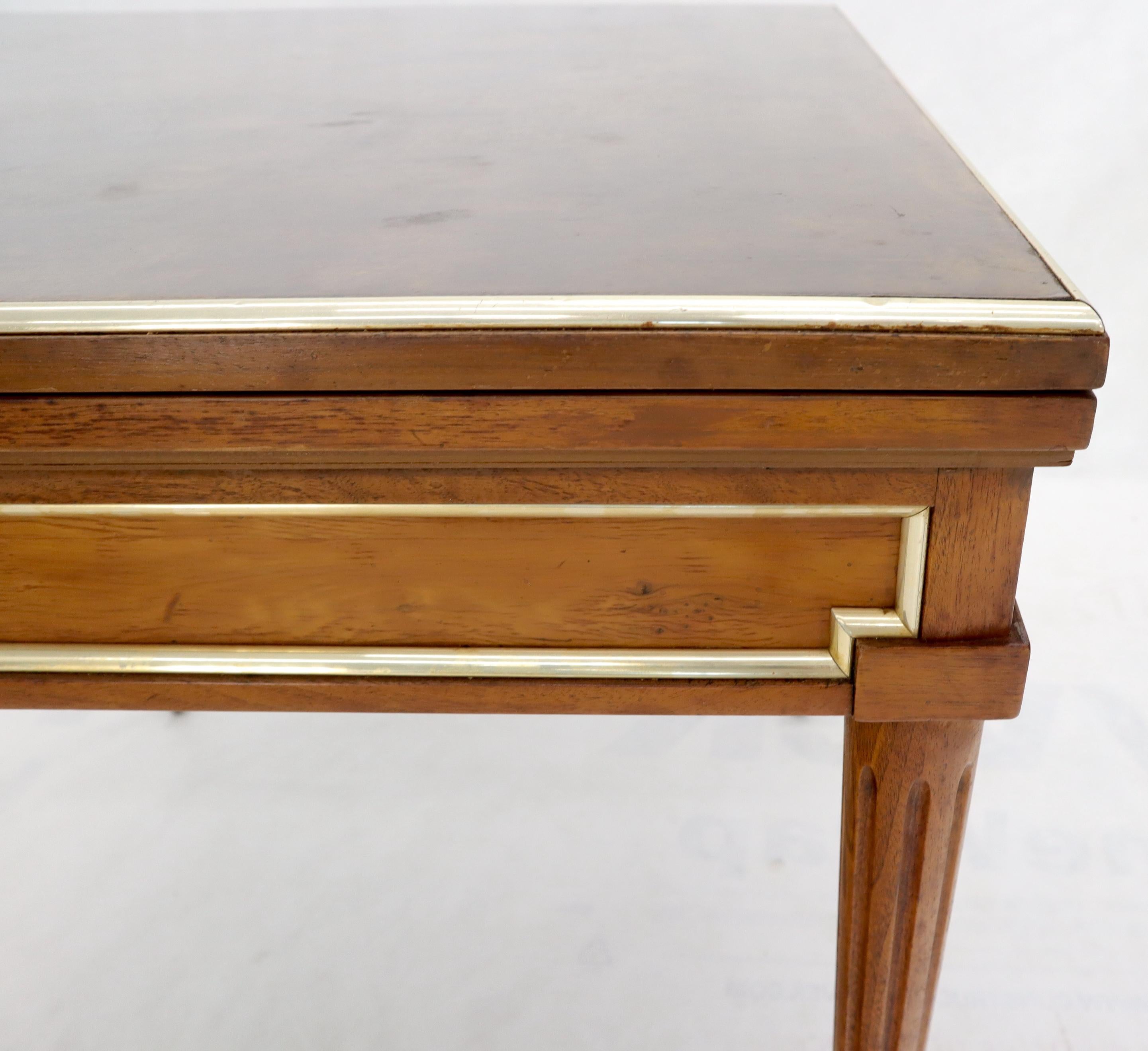 Neoclassical Walnut Gold Gilt Trim Leather Flip Top Game Dining Table ...