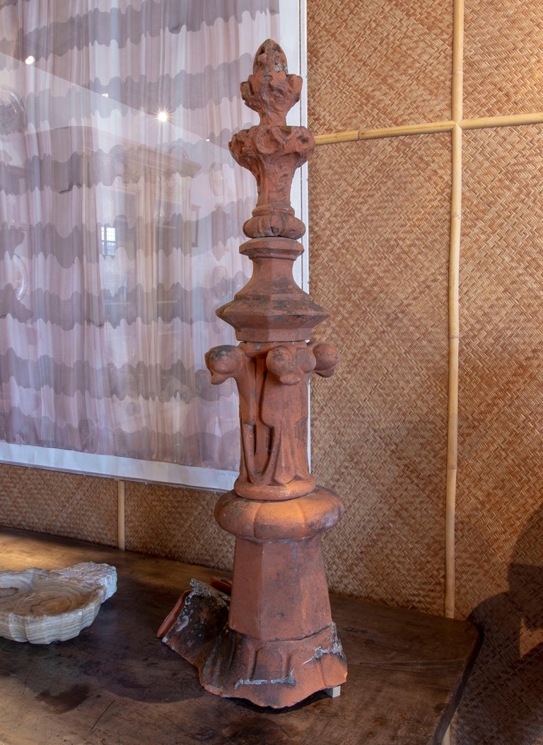 Neogothic French Pair of Ceramic Building Finials For Sale at 1stDibs