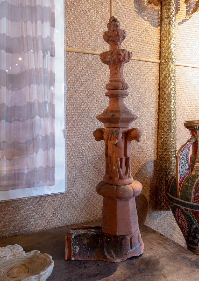 Neogothic French Pair of Ceramic Building Finials For Sale at 1stDibs