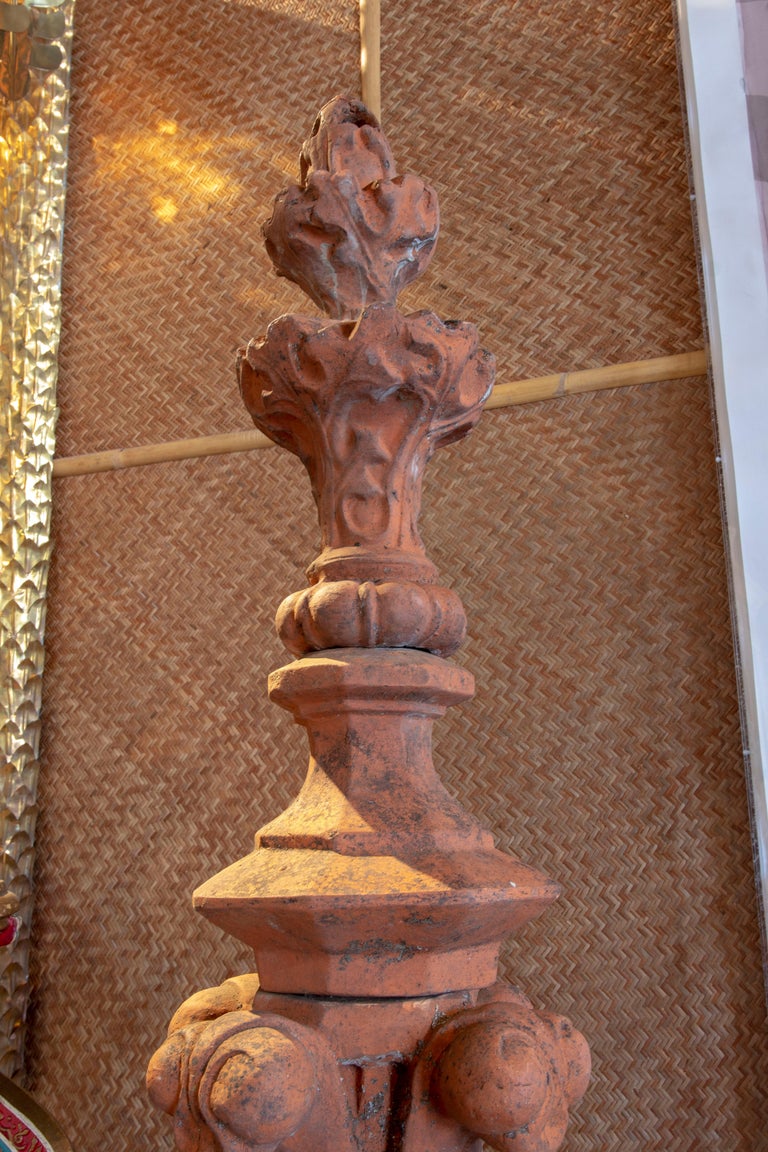 Neogothic French Pair of Ceramic Building Finials For Sale at 1stDibs