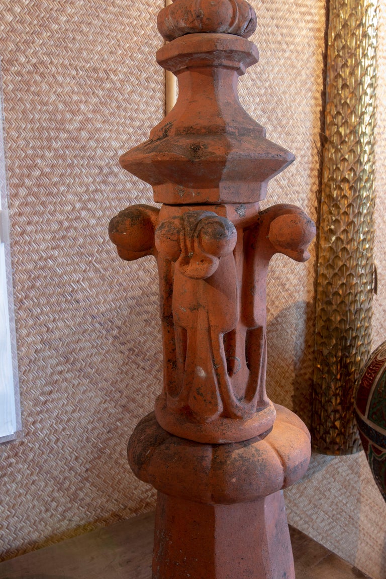 Neogothic French Pair of Ceramic Building Finials For Sale at 1stDibs