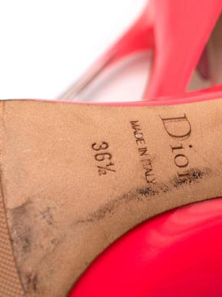 Neon Coral Patent Leather Heels with Clear Heel For Sale at 1stDibs