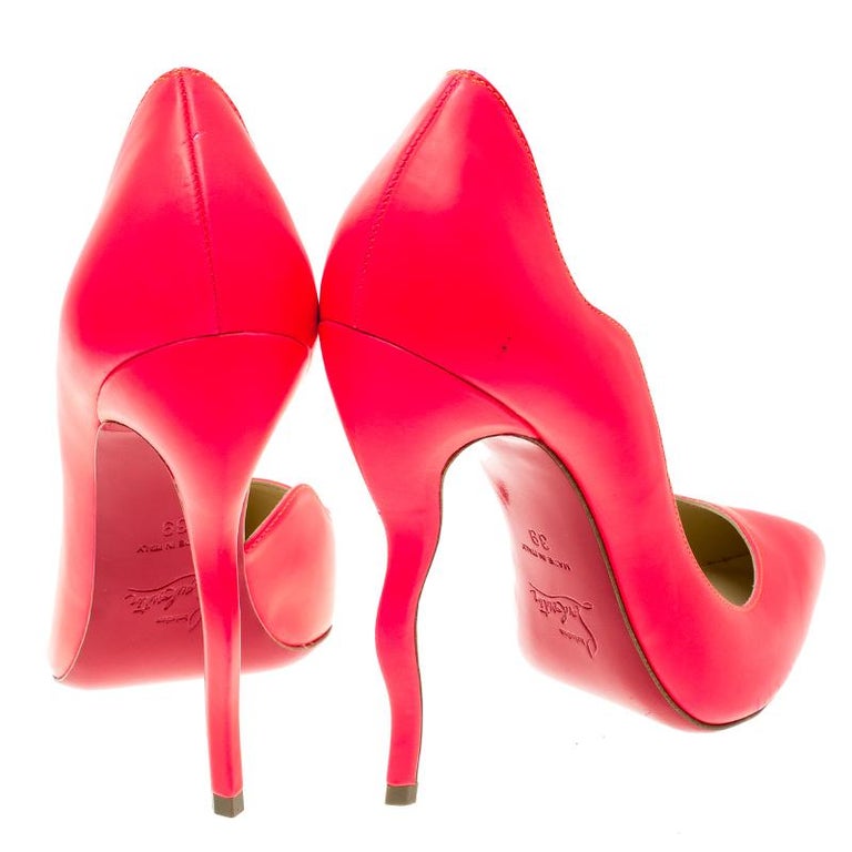Neon Fuschia Leather Dalida D'Orsay Pointed Toe Pumps Size 39 For Sale ...