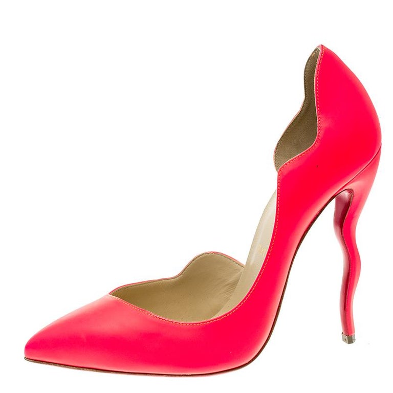 Neon Fuschia Leather Dalida D'Orsay Pointed Toe Pumps Size 39 For Sale ...