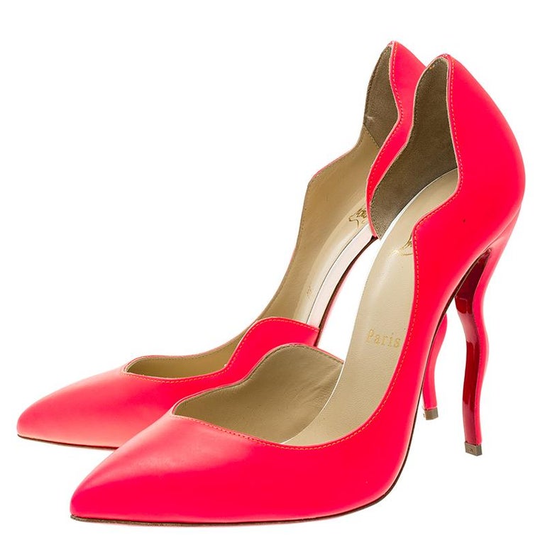 Neon Fuschia Leather Dalida D'Orsay Pointed Toe Pumps Size 39 For Sale ...