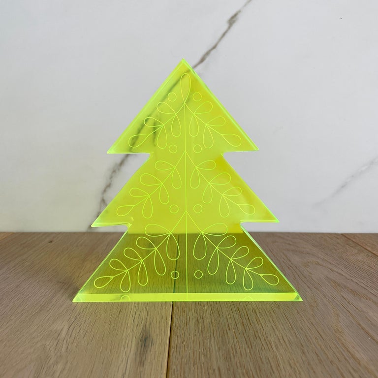 Neon Green Acrylic Christmas Tree Decor by Paola Valle For Sale at 1stDibs