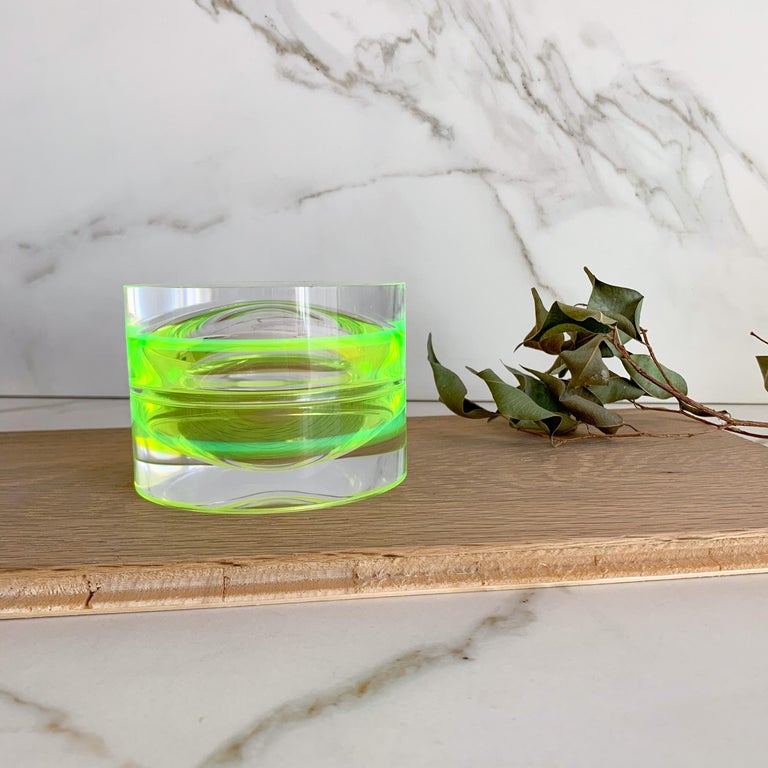 Neon Green Acrylic Large Round Box by Paola Valle For Sale at 1stDibs