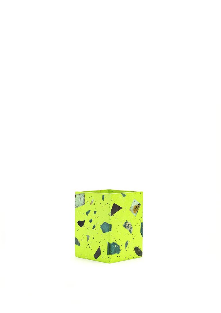 Neon Green Gemstone Terrazzo Tall Vase For Sale at 1stDibs