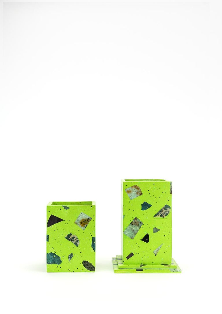 Neon Green Gemstone Terrazzo Tall Vase For Sale at 1stDibs