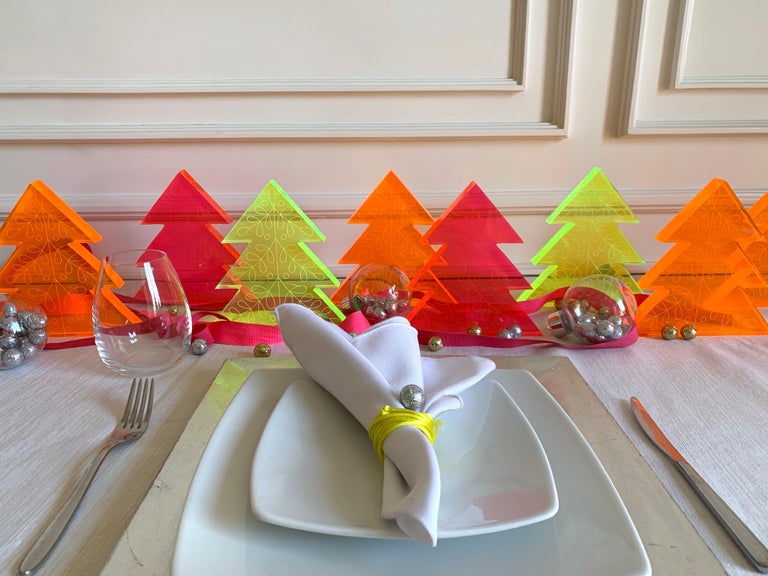 Neon Orange Acrylic Christmas Tree Decor by Paola Valle For Sale at 1stDibs