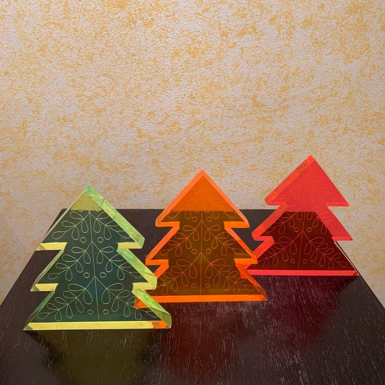 Neon Pink Acrylic Christmas Tree Decor by Paola Valle For Sale at 1stDibs