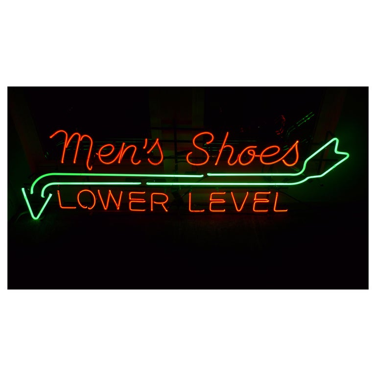 Neon Sign from Department Store, Men's Shoes, Lower Level, circa 1930s ...