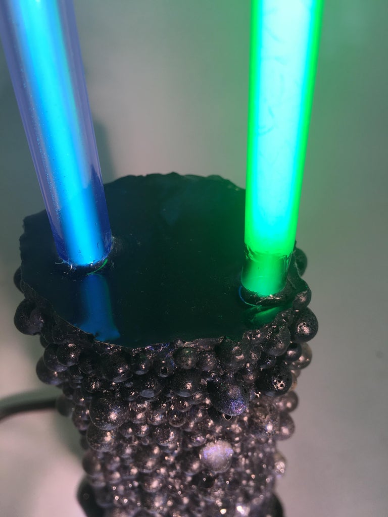 Neon Table Lamp in Blue and Two Shades of Green Abstract Light ...