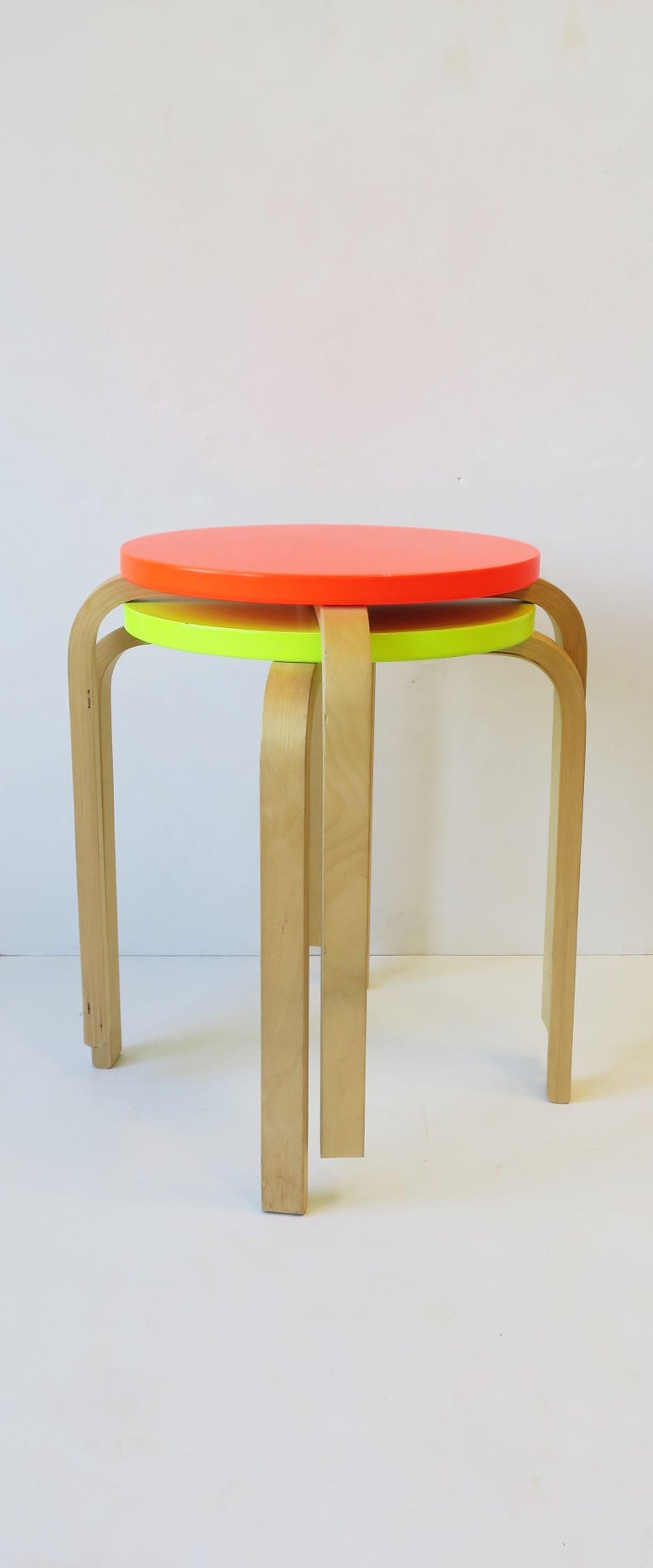 Neon Top Wood Stacking Stools or Side Tables, Pair For Sale at 1stDibs ...