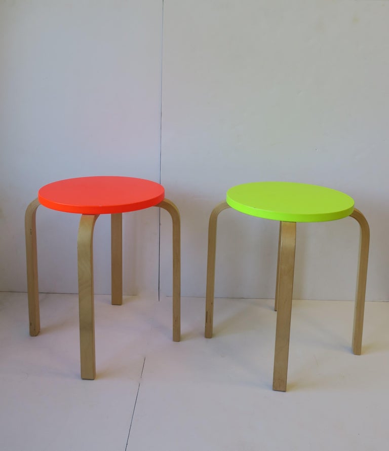Neon Top Wood Stacking Stools or Side Tables, Pair For Sale at 1stDibs ...