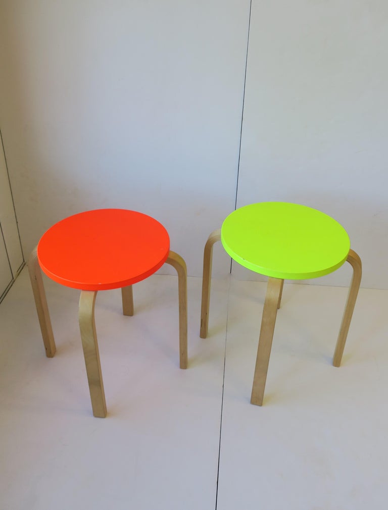 Neon Top Wood Stacking Stools or Side Tables, Pair For Sale at 1stDibs ...