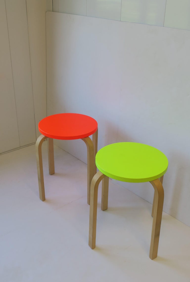 Neon Top Wood Stacking Stools or Side Tables, Pair For Sale at 1stDibs ...