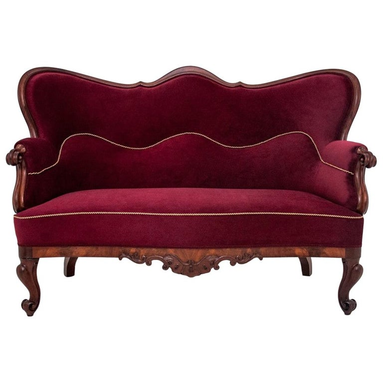 Neorokoko Red Antique Sofa from circa 1880, After Renovation at 1stDibs ...