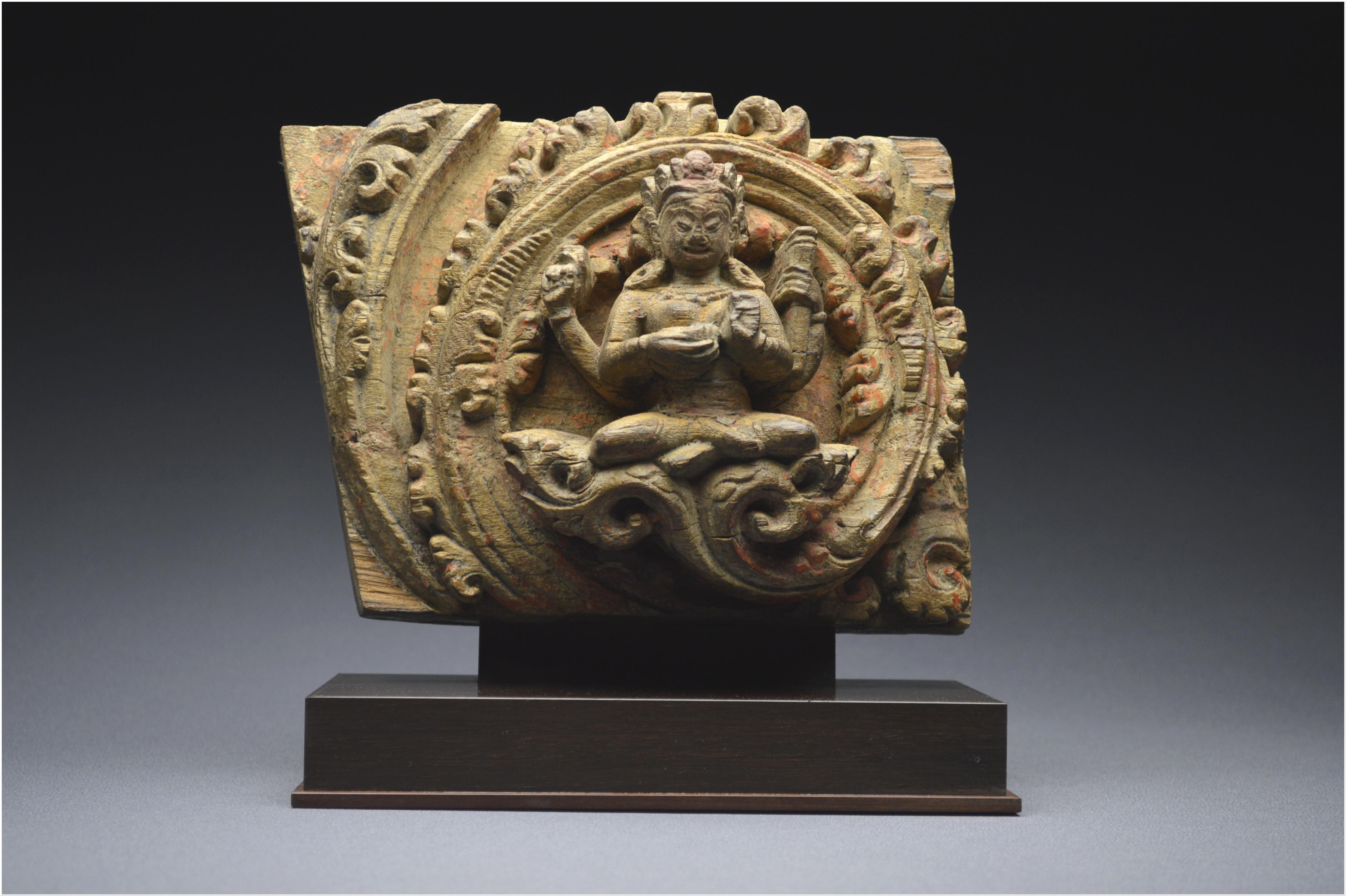 Nepal, 14th-15th century, Wood panel representing Vaishnavi the Vishnu ...