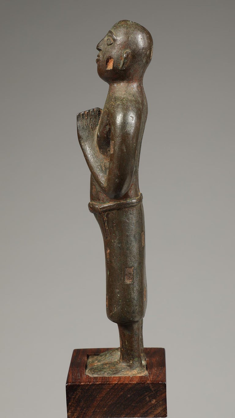 Nepal India Solid Cast Bronze Standing Namaste Figure 19th Century ...